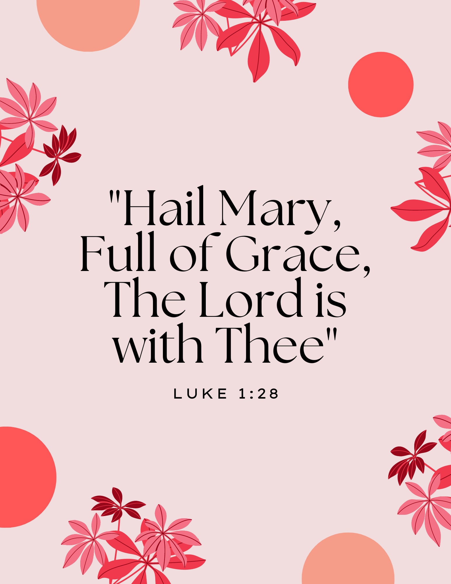 Hail Mary Bible Printout -- Prayer Printout PDF -- Flowers/circles - Etsy