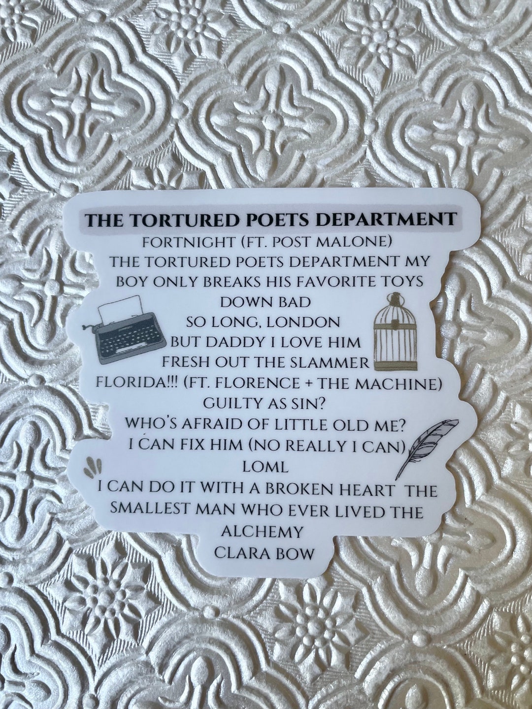 The Tortured Poets Department Album Waterbottle Sticker Decal - Etsy