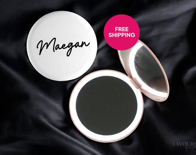 Custom LED Compact Mirror: Personalized Makeup Gift - Etsy