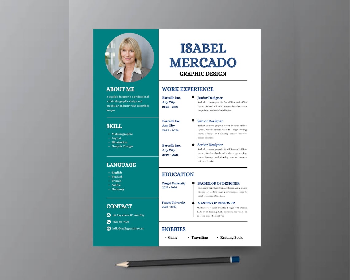 Editable Resume Template Digital Product Digital Download Modern CV ...