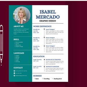 Editable Resume Template Digital Product Digital Download Modern CV ...