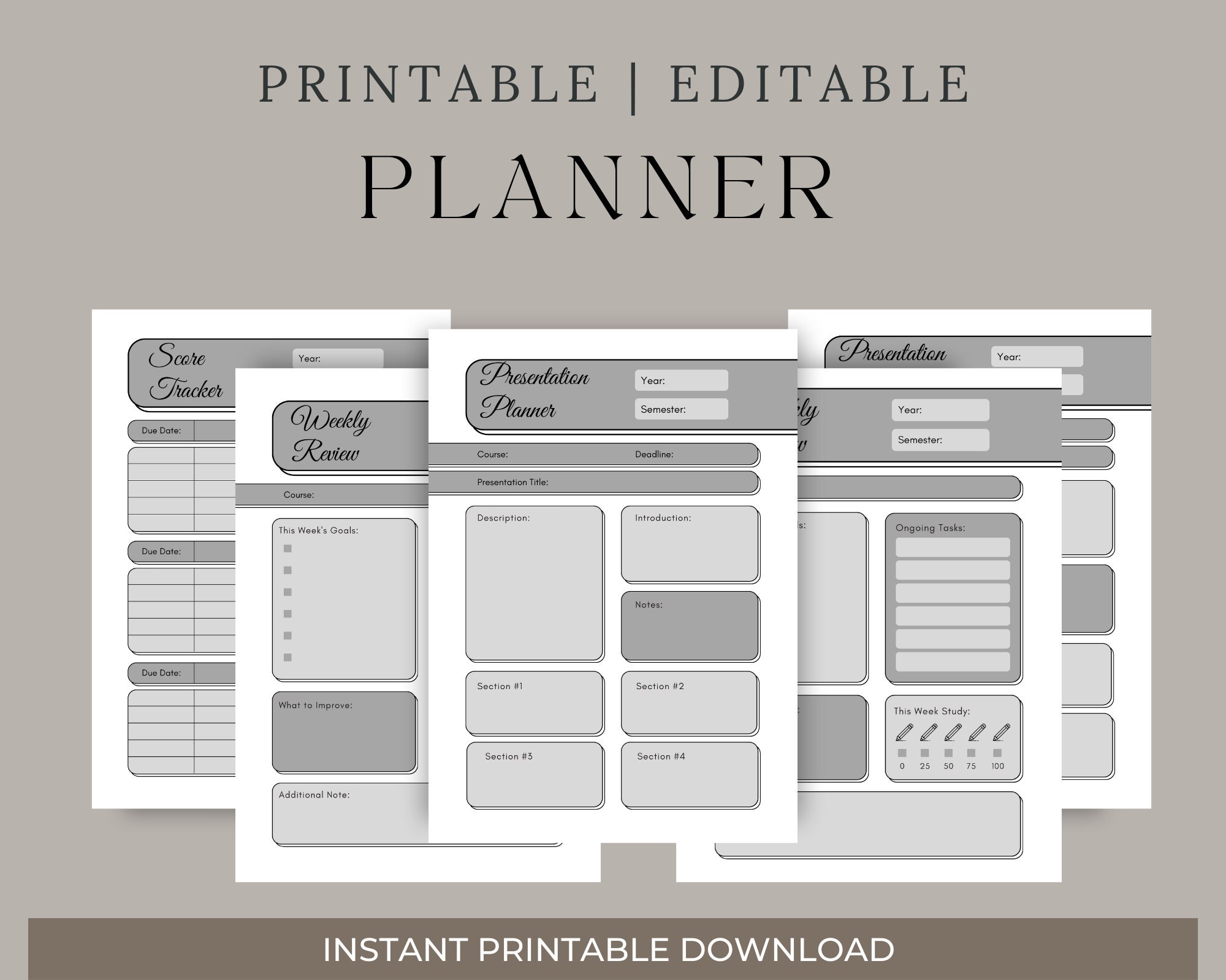 Project Planner PDF Printable, Undated Productivity Planner, Project ...