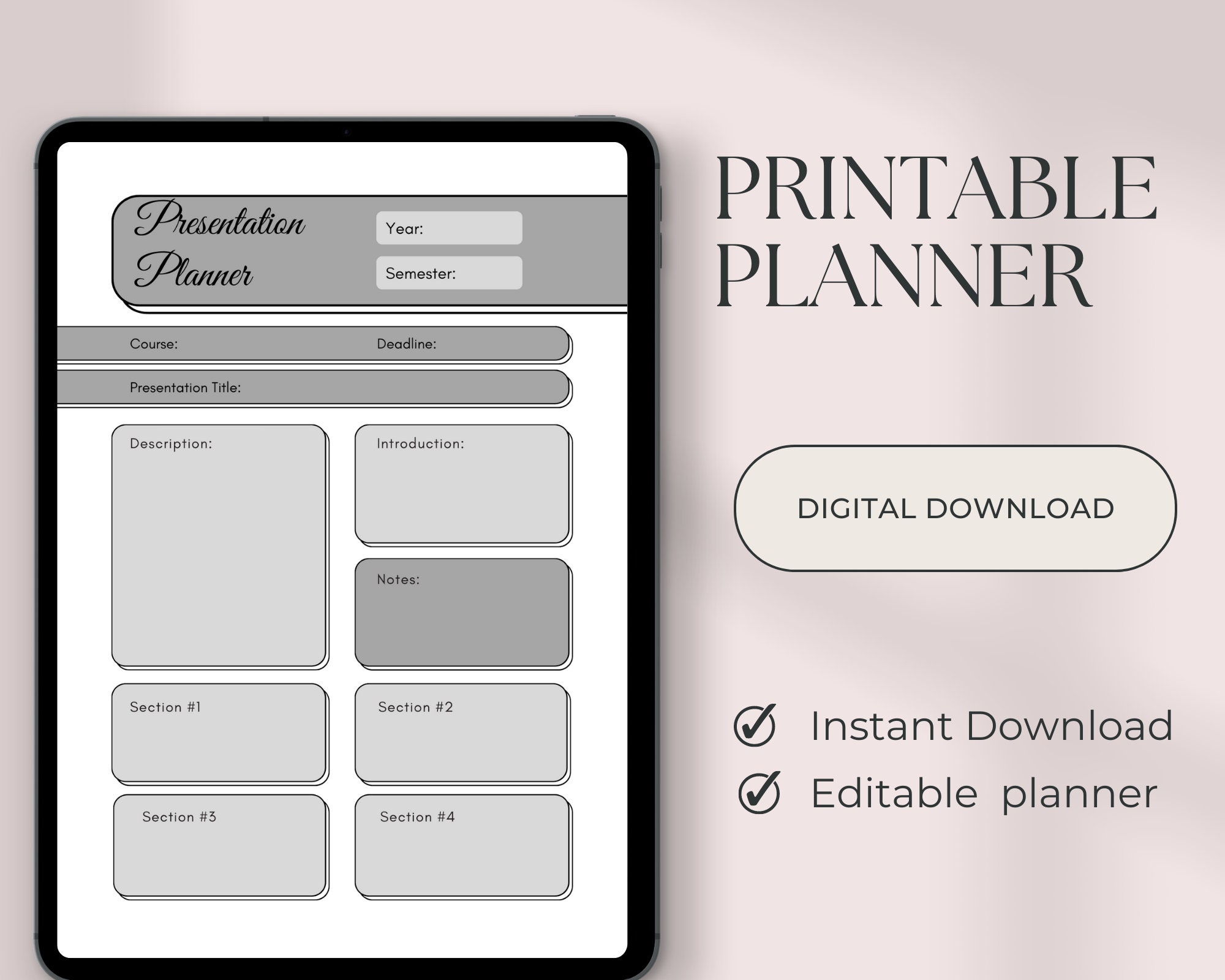 Project Planner PDF Printable, Undated Productivity Planner, Project ...