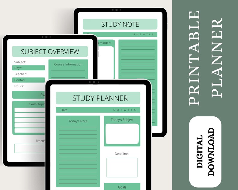 Printable Study Planner Academic Planner Printable College Student ...
