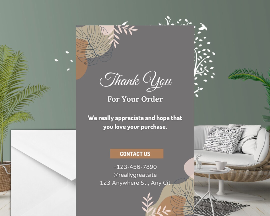 Printable Thank You Cards, Thank You Editable Card Packaging Insert ...