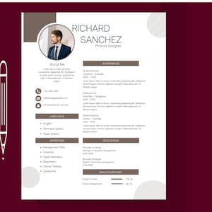 Brown Professional Modern CV Resume, Editable Resume Template Digital ...