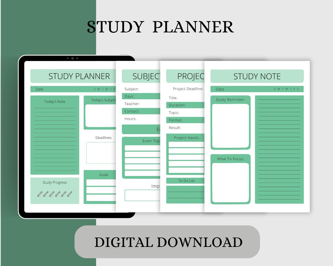 Printable Study Planner Academic Planner Printable College Student ...