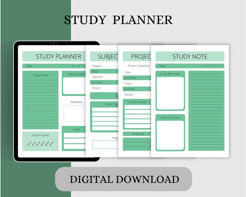 Printable Study Planner Academic Planner Printable College Student ...