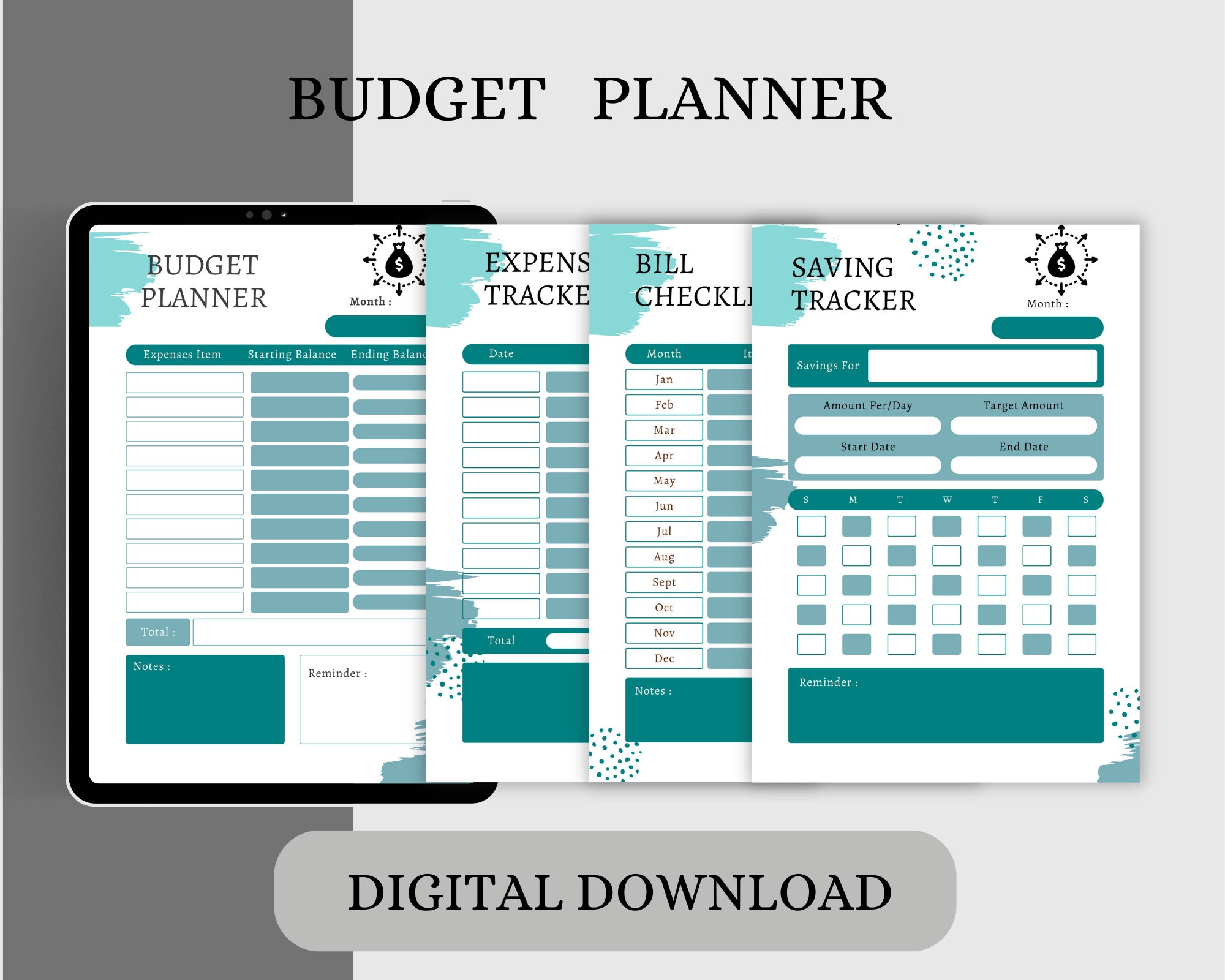 Budget Planner, Printable Planner, Instant Download, Digital Product ...