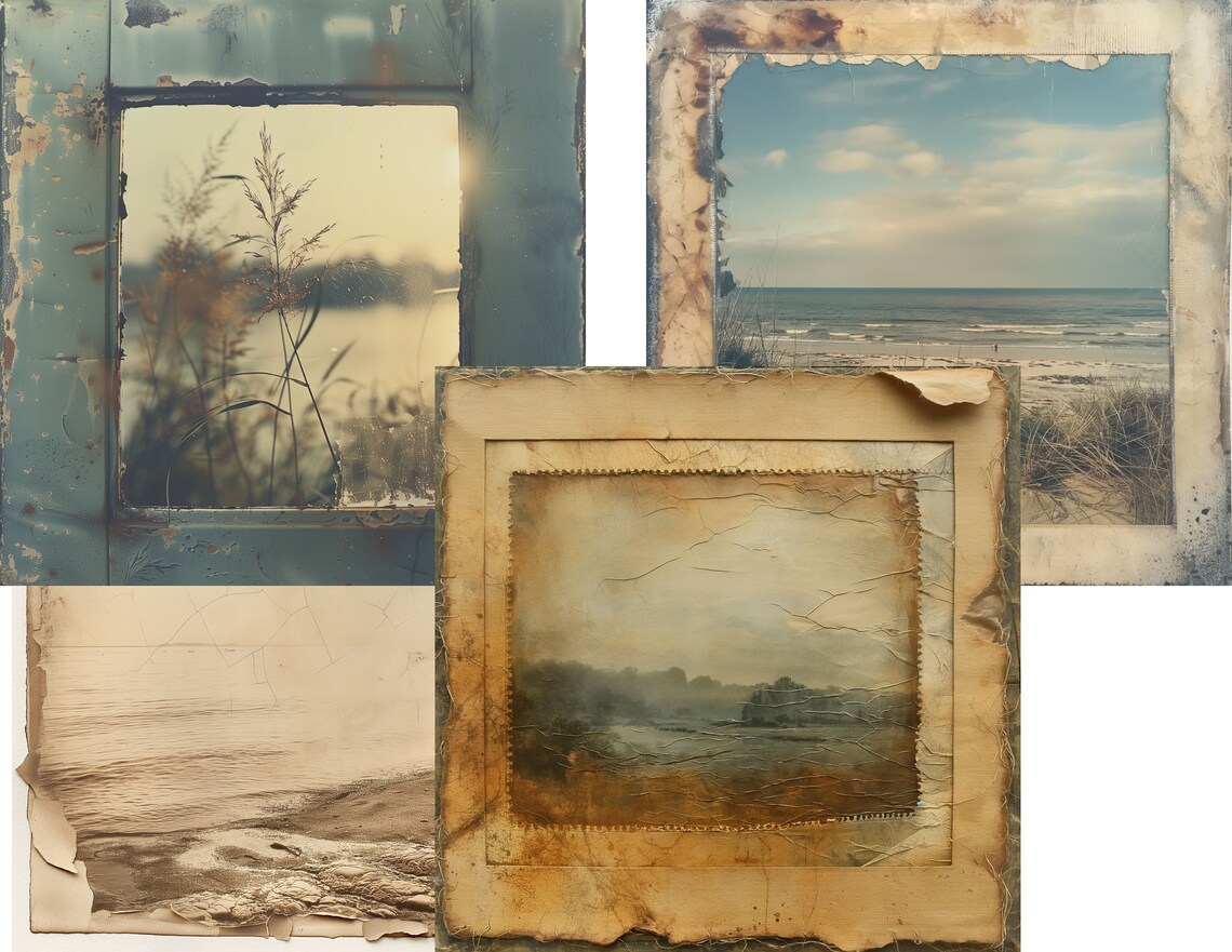 50 Tattered Framed Picture Papers Jpeg Backgrounds, Shabby Chic Junk ...