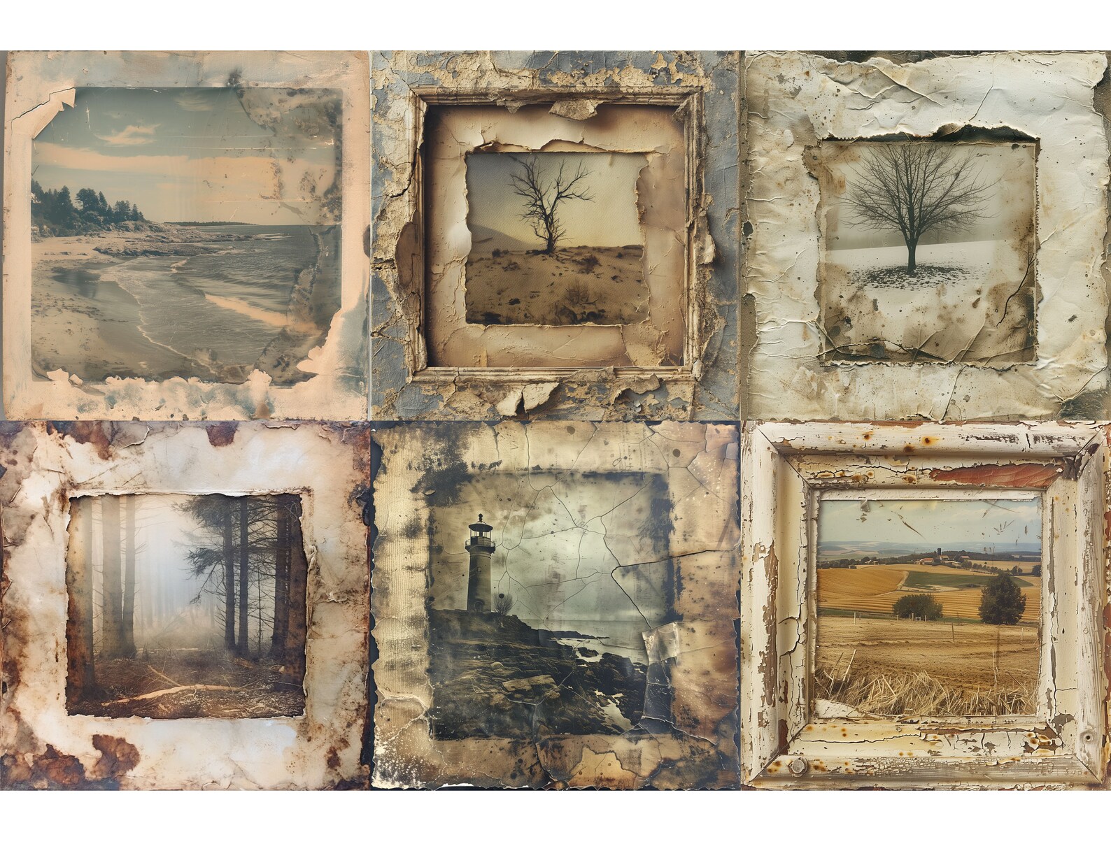 50 Tattered Framed Picture Papers Jpeg Backgrounds, Shabby Chic Junk Journal Pages, CU ...