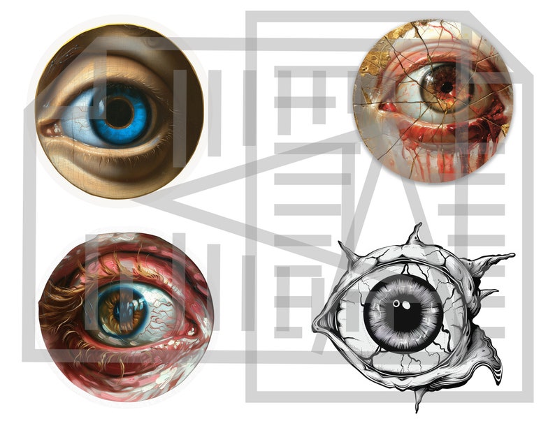 Whimsical Eyes Pack - 40 X Weird Eyes PNG, Dark Academia Art, 10 X Junk ...