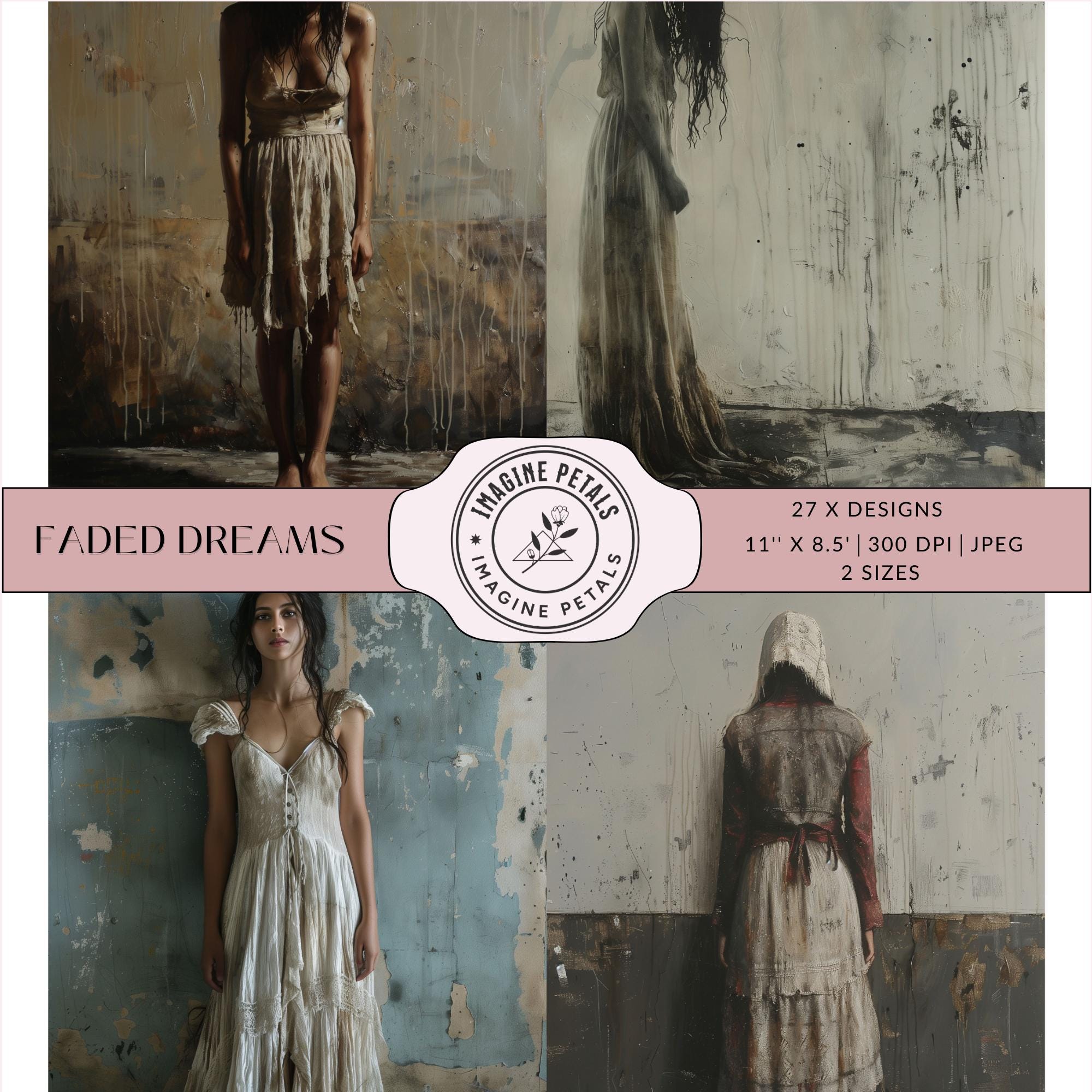 Faded Dreams Surrealism People Portraits, Junk Journal Pages, CU ...