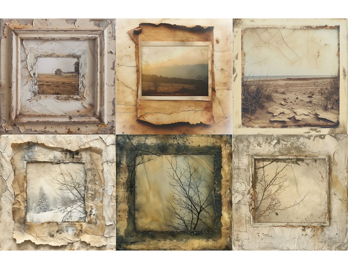 50 Tattered Framed Picture Papers Jpeg Backgrounds, Shabby Chic Junk ...