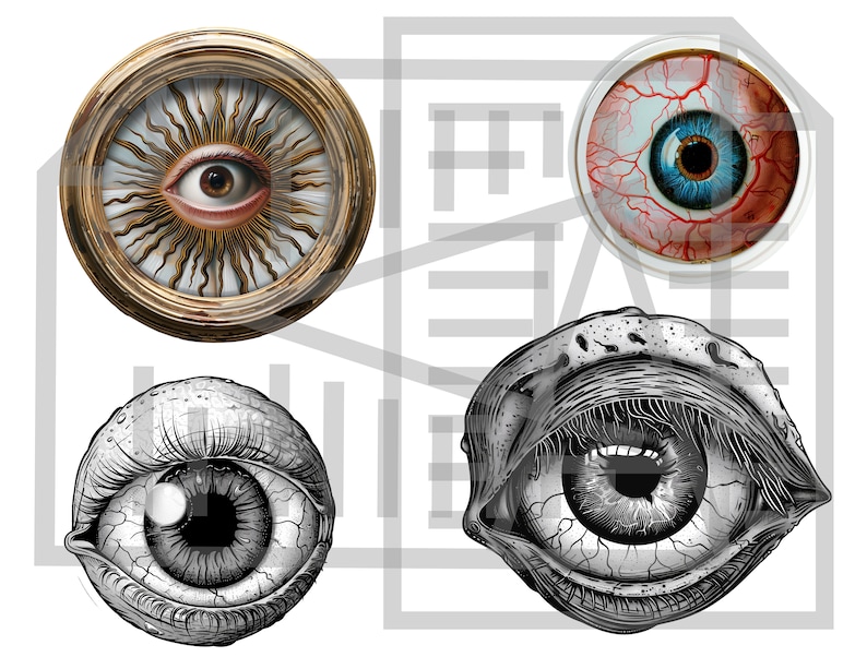Whimsical Eyes Pack - 40 X Weird Eyes PNG, Dark Academia Art, 10 X Junk ...