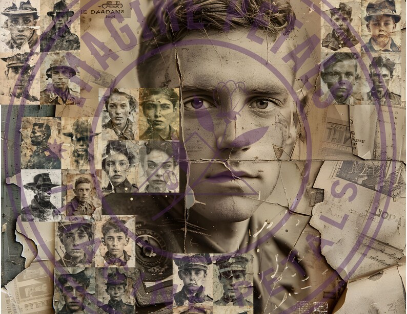 32 X Old War Tattered Photos Vintage War Portraits Soldier Portrait ...