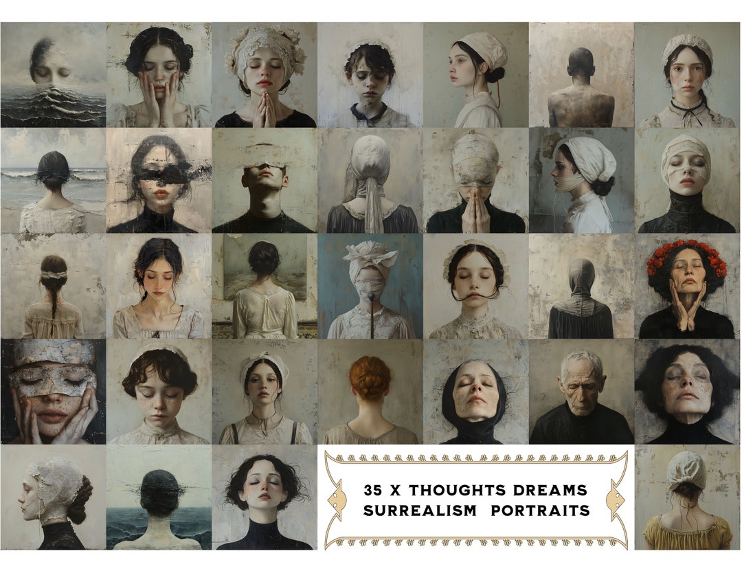 35 Thoughts Dreams Surrealism People Portraits, Junk Journal Pages, CU ...