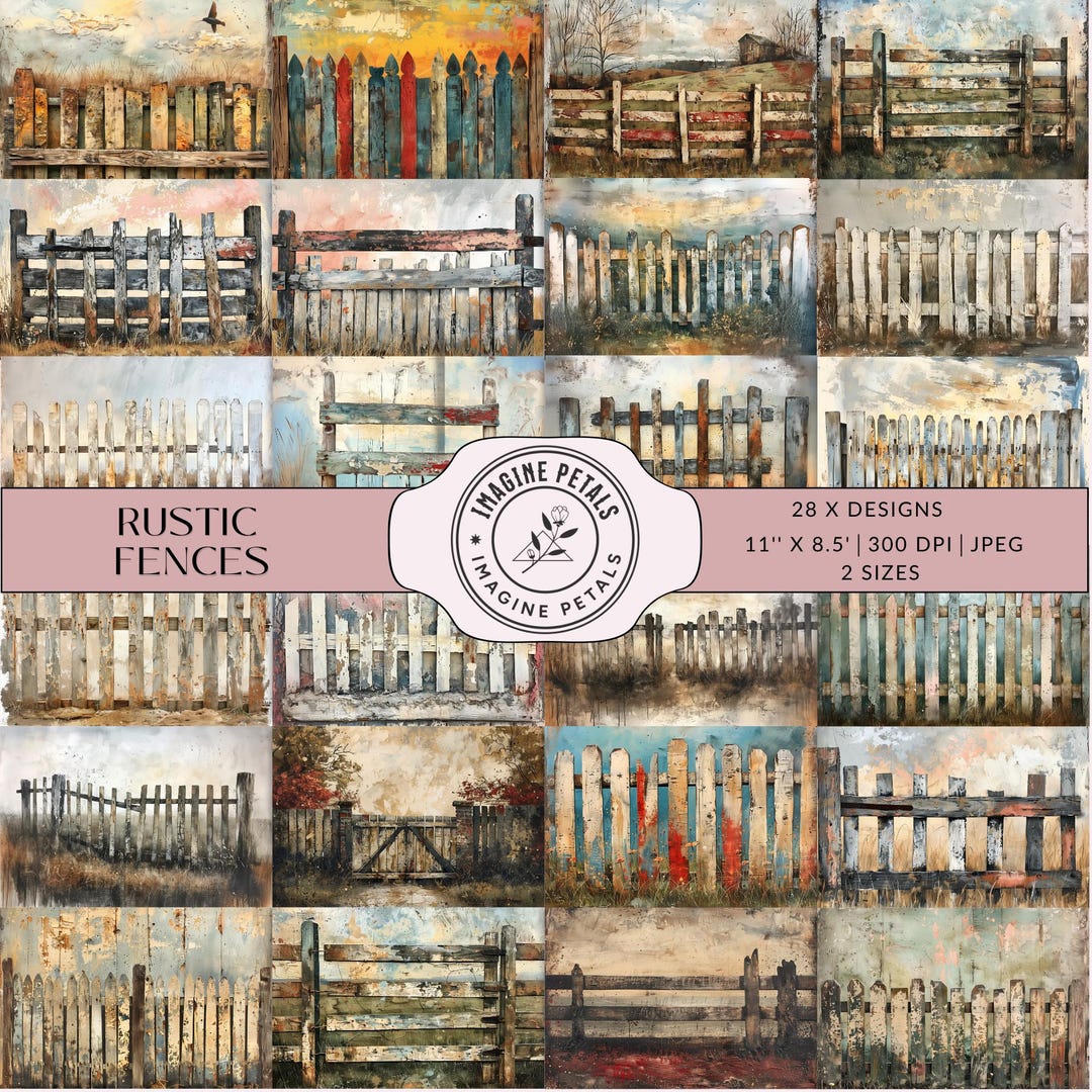 28 Textured Rustic Wood Fences Papers, Jpeg Printable Backgrounds ...