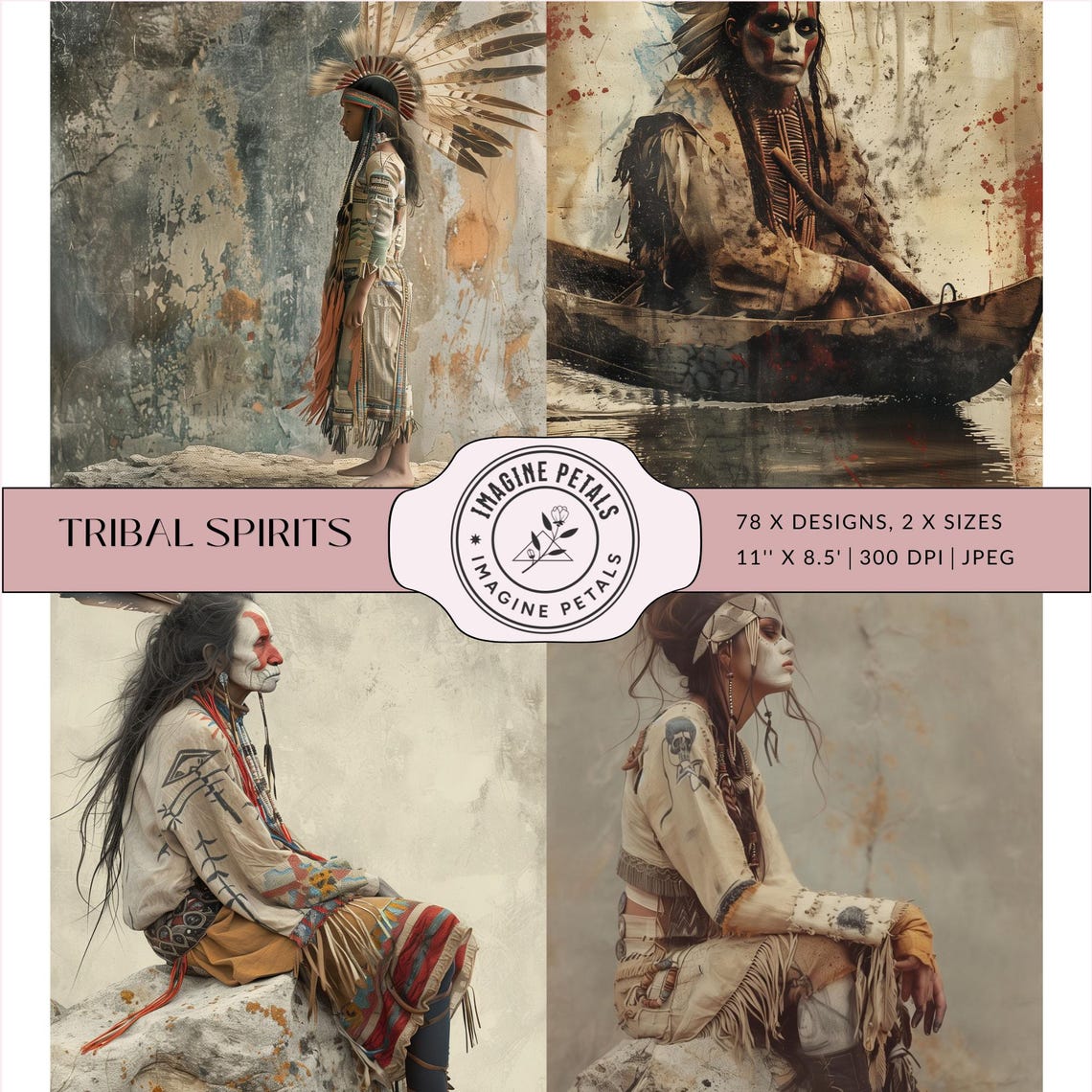 Tribal Spirits: 78 Indigenous People Junk Journal Kit, Digital ...