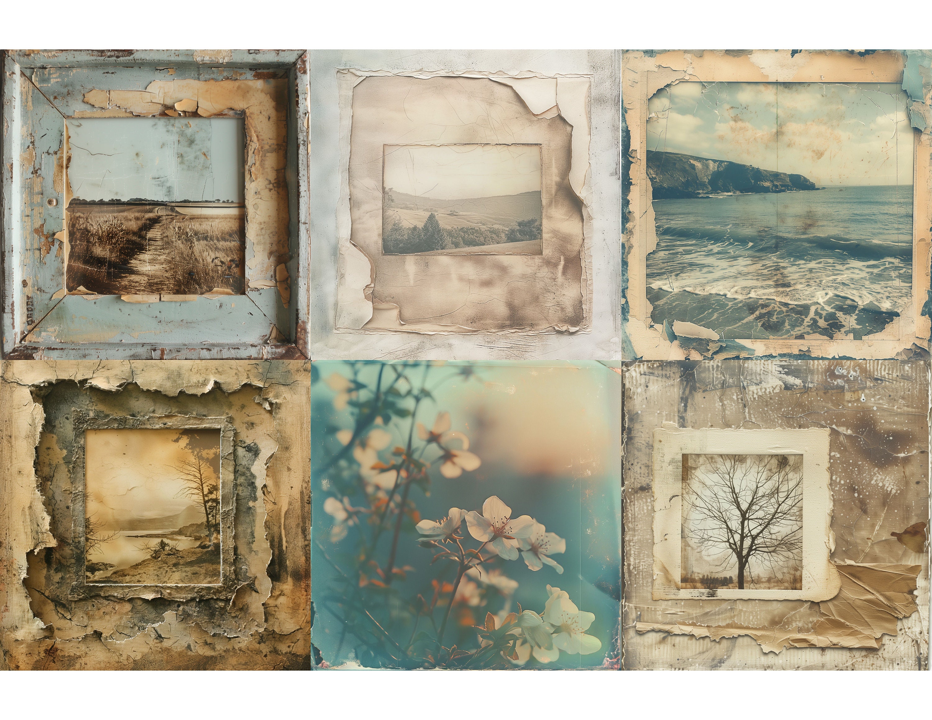 50 Tattered Framed Picture Papers Jpeg Backgrounds, Shabby Chic Junk ...
