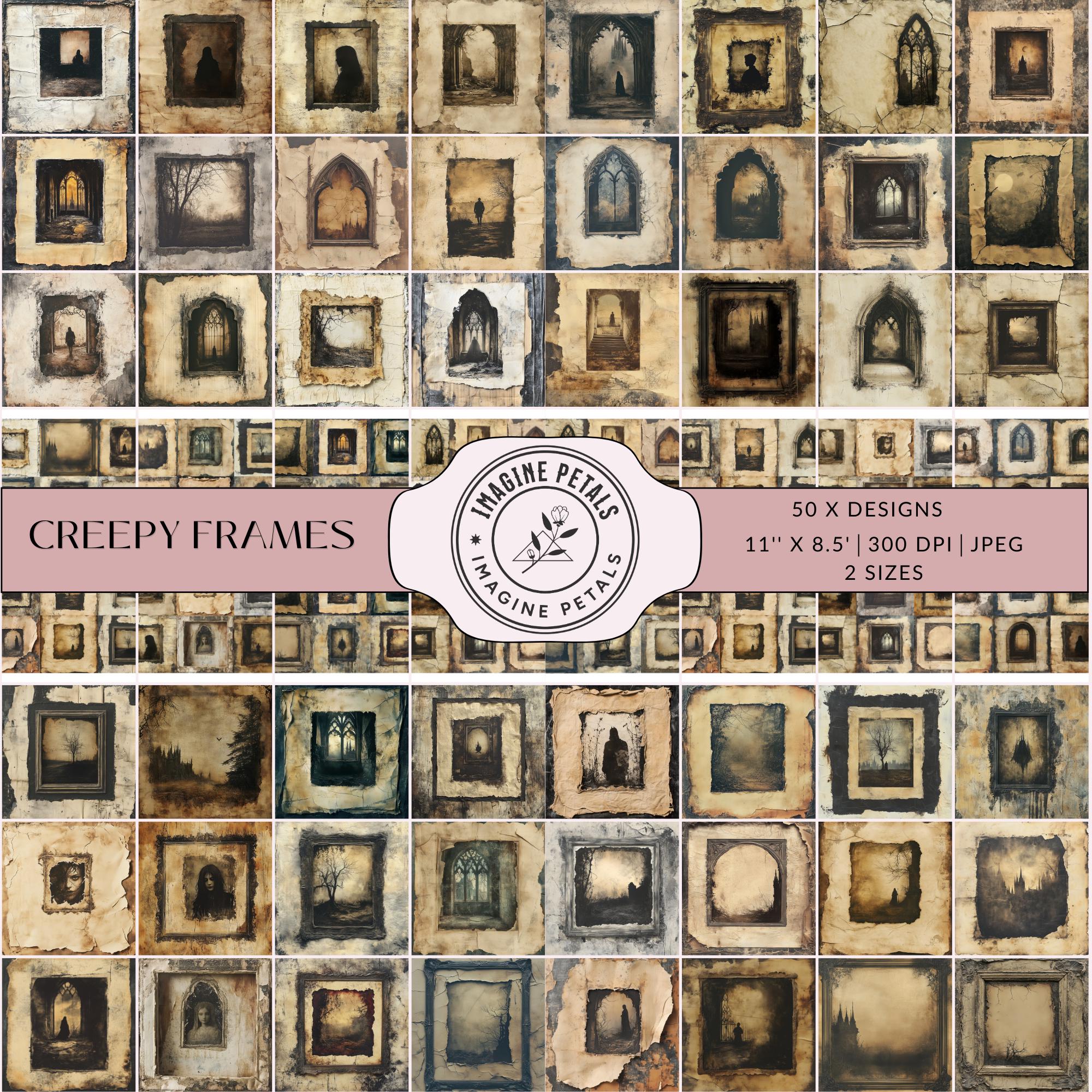 50 Creepy Framed Picture Frames Papers Backgrounds, Shabby Chic Junk ...
