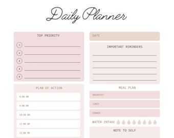 Daily Planner Printable - Etsy