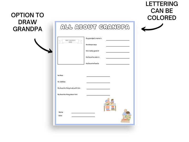 All About Grandpa Printable | Grandparents Day - Etsy