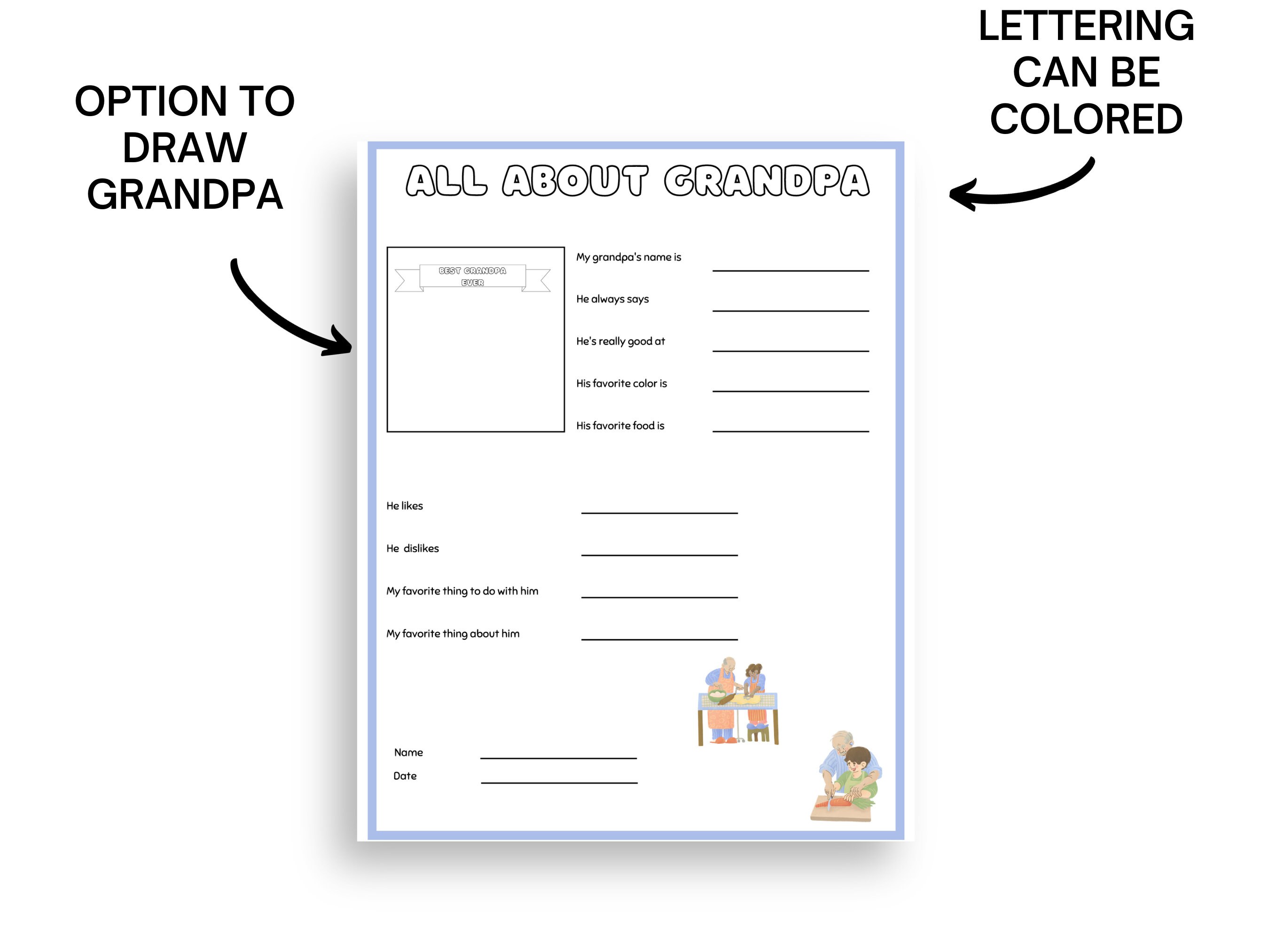 All About Grandpa Printable Grandparents Day - Etsy