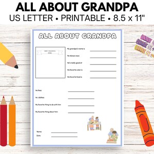 All About Grandpa Printable | Grandparents Day - Etsy