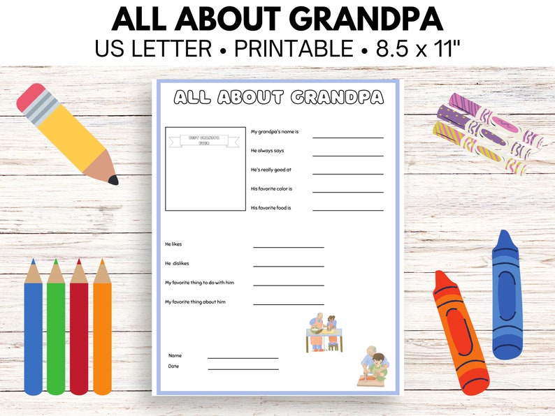 All About Grandpa Printable | Grandparents Day - Etsy