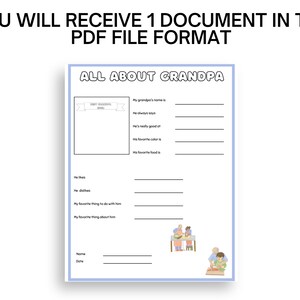 All About Grandpa Printable | Grandparents Day - Etsy