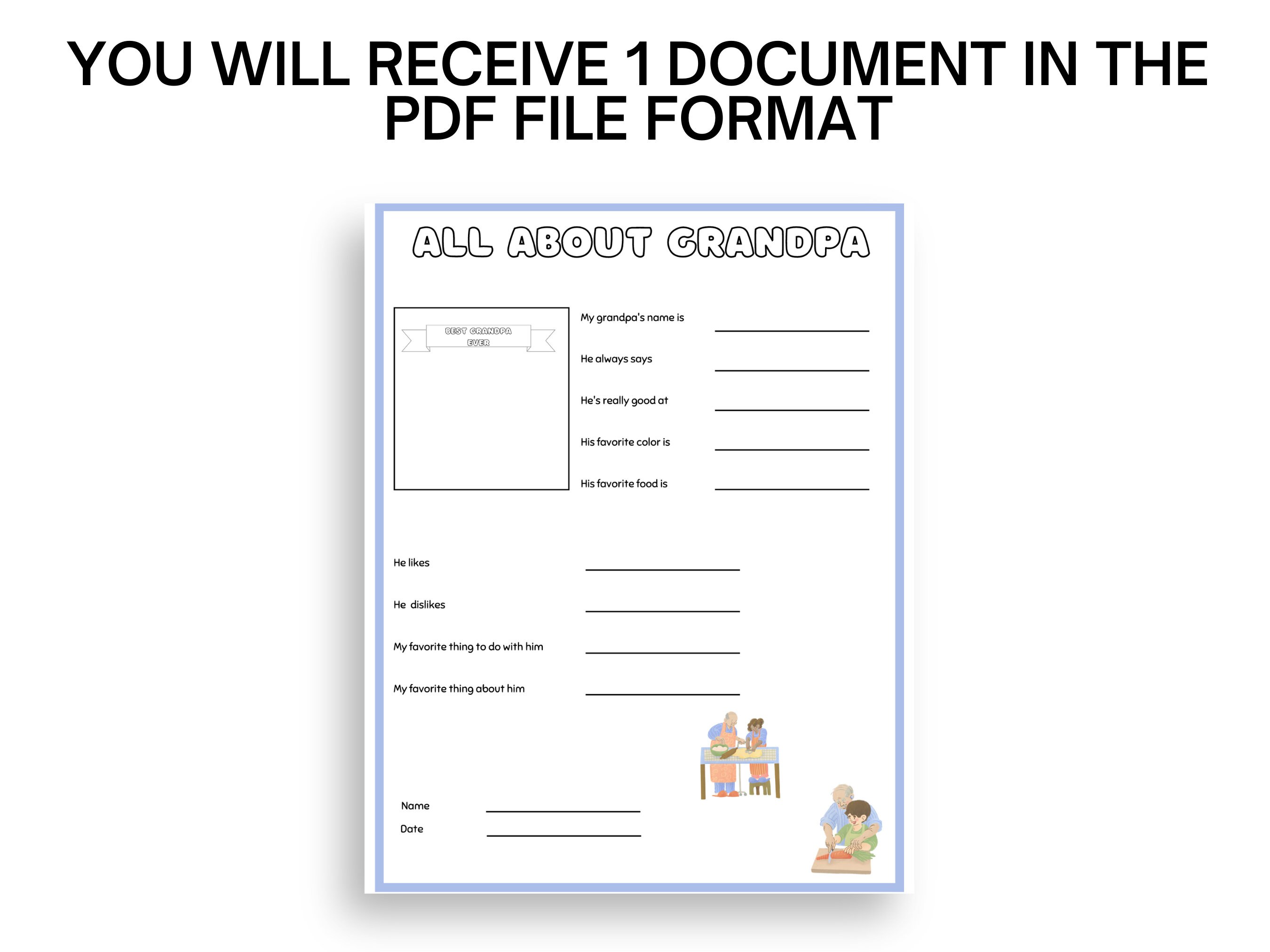 All About Grandpa Printable Grandparents Day - Etsy