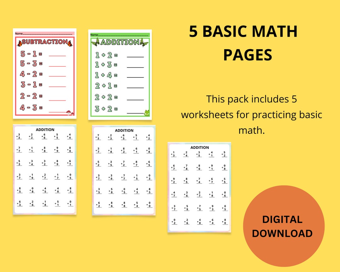 Math Masters: 1st Grade Addition and Subtraction Worksheet Pack + 2 ...