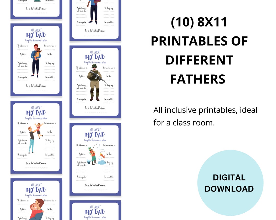 All About My Dad Worksheets - Etsy