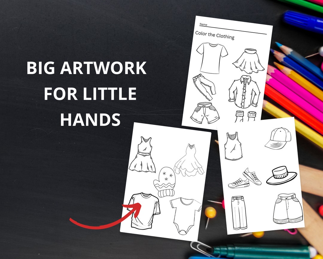 Fashion Fun: Clothing Coloring Pages Printable Worksheet for Kids - Etsy