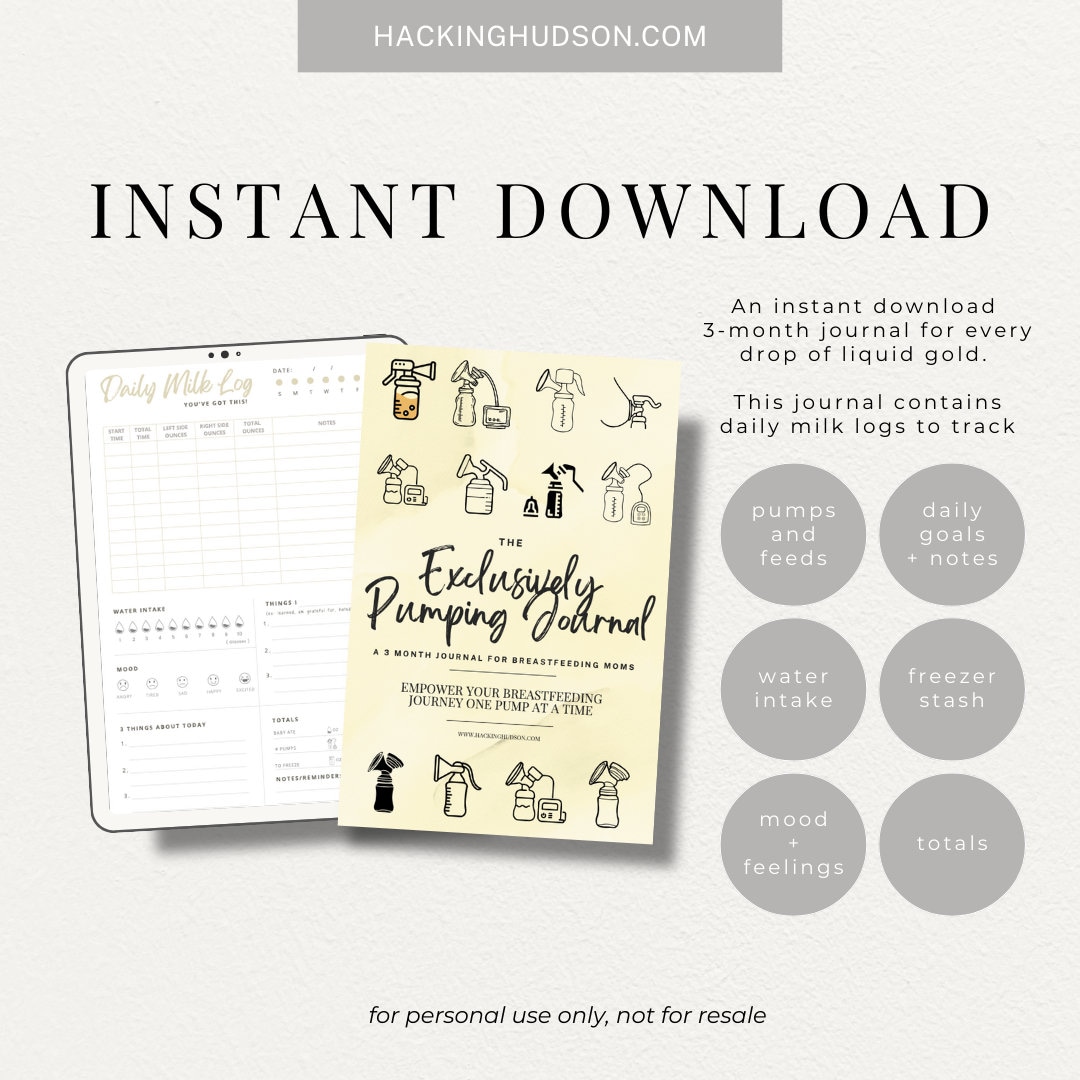 Exclusively Pumping Journal, Printable Milk Log, Pumping Schedule ...
