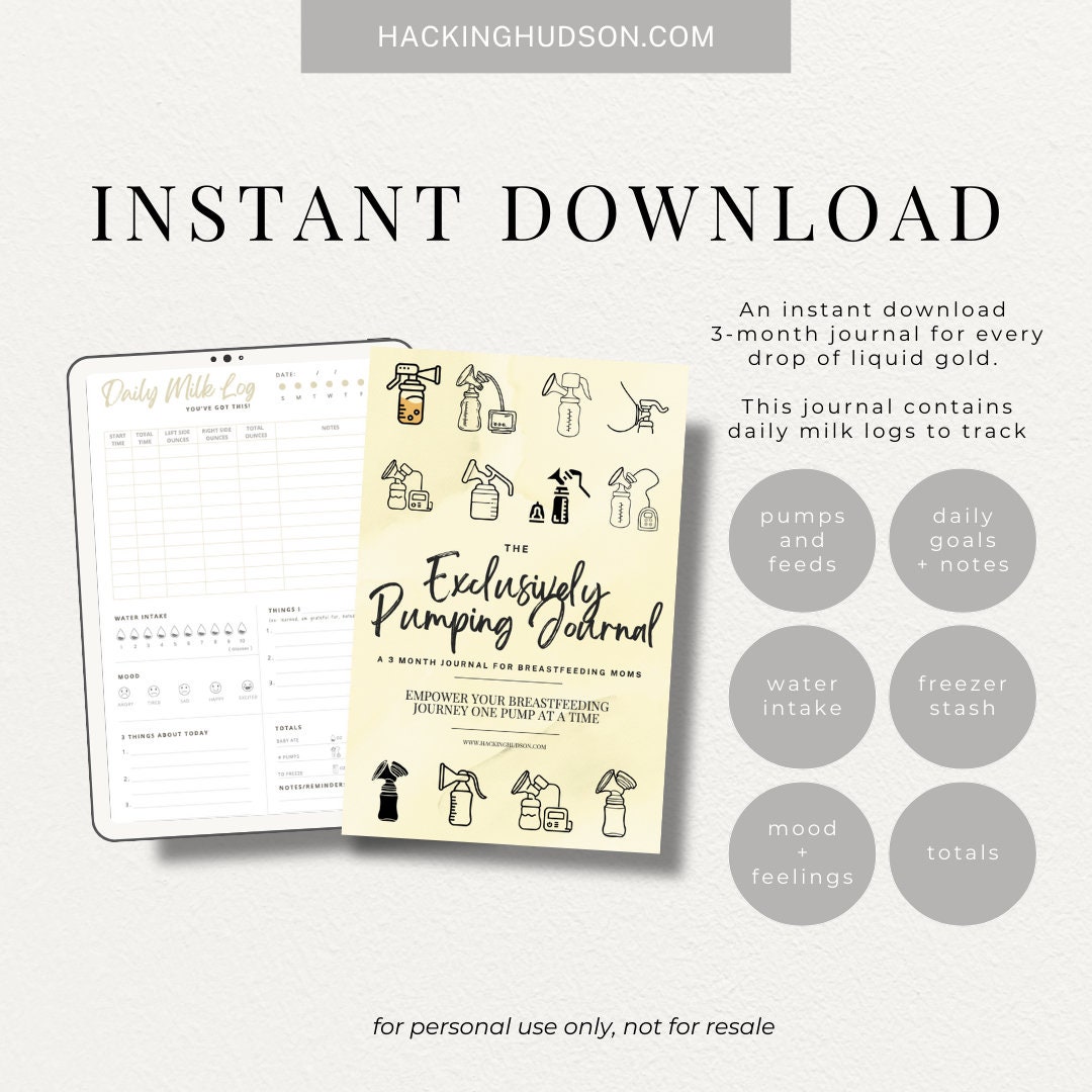 Exclusively Pumping Journal, Printable Milk Log, Pumping Schedule ...