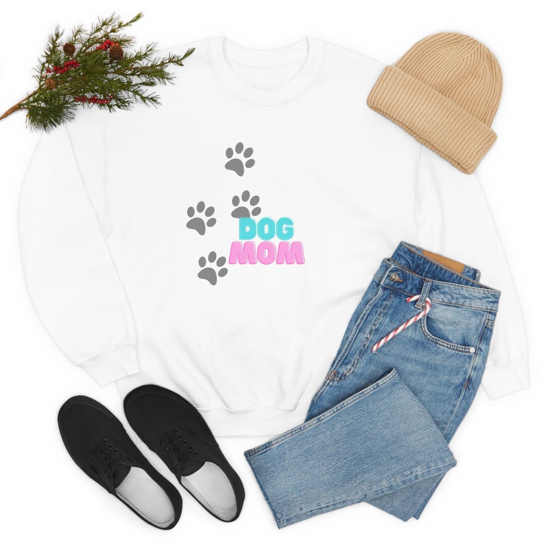 Dog Mom Crewneck, Dog Mom Paw Print Sweater, Dog Mama Paw Sweatshirt ...