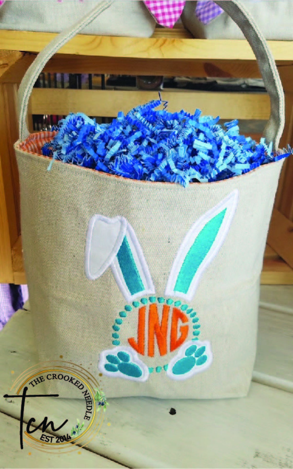 Boy Monogramed Easter Basket, Easter Bunny Initials Basket, Kids Easter ...