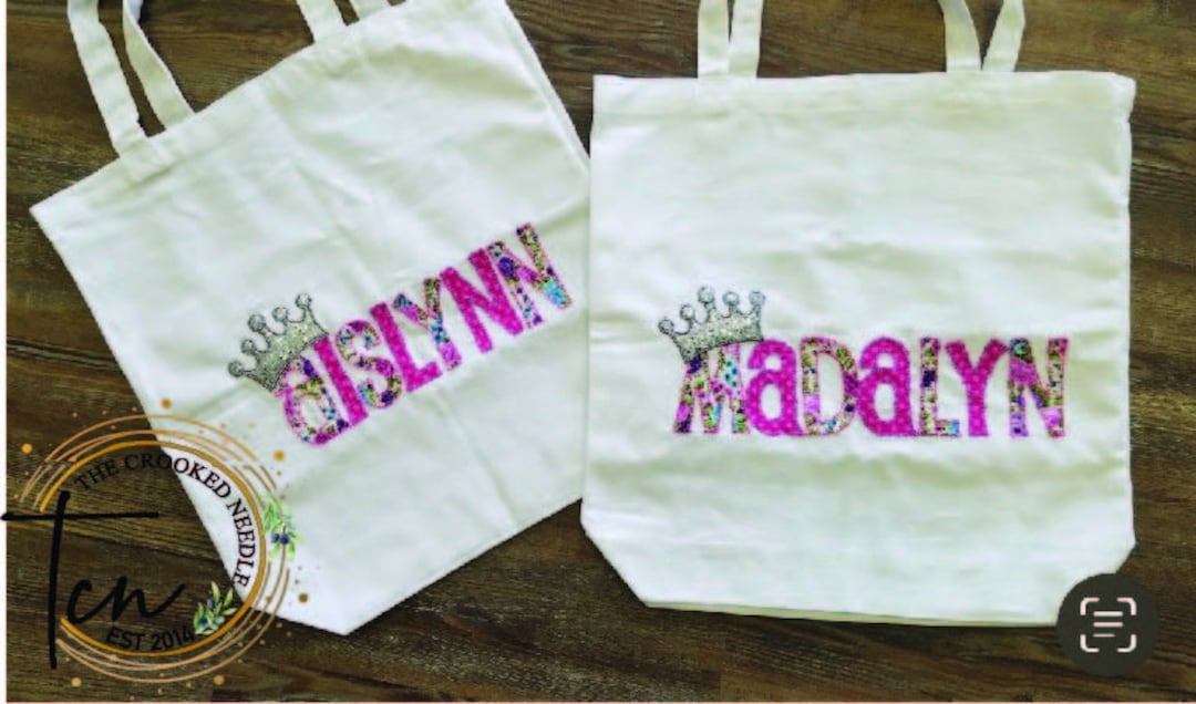 Personalized Canvas Tote, Name With Crown Tote, Canvas Bag With Name ...