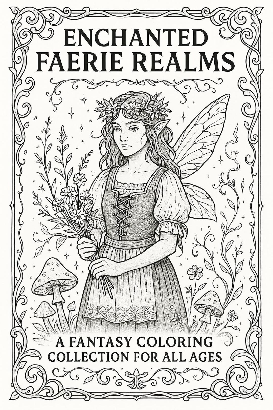 10 Printable Fairy Coloring Pages – Fantasy Fairy Bundle for Adults ...