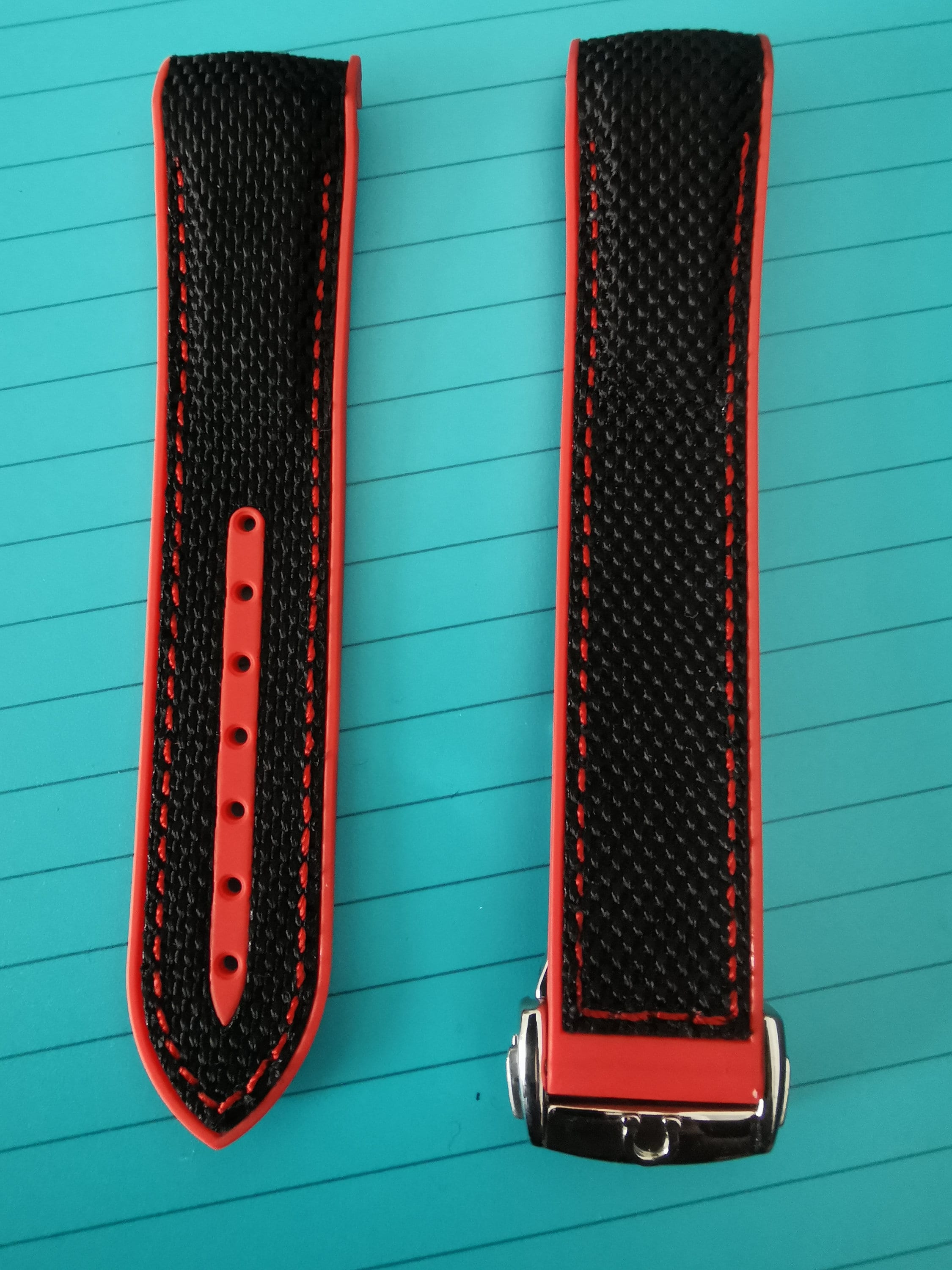Omega Nylon Rubber Orange Black Watch Strap for Omega Seamaster Planet ...