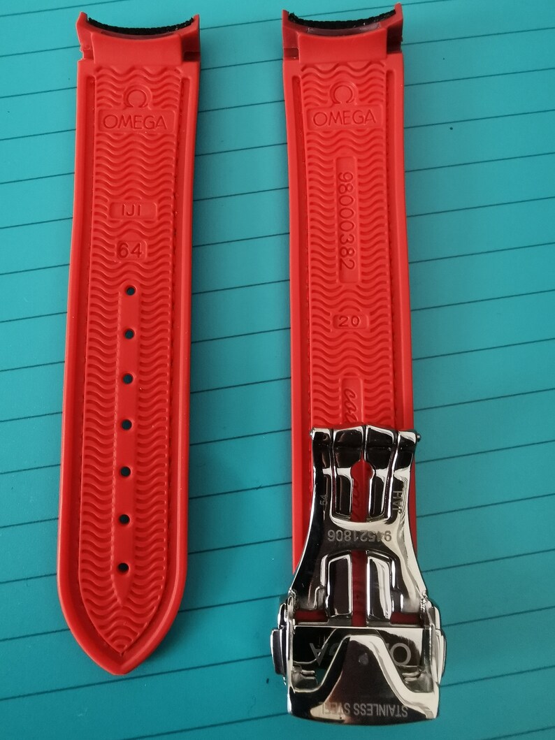 Omega Nylon Rubber Orange Black Watch Strap for Omega Seamaster Planet ...