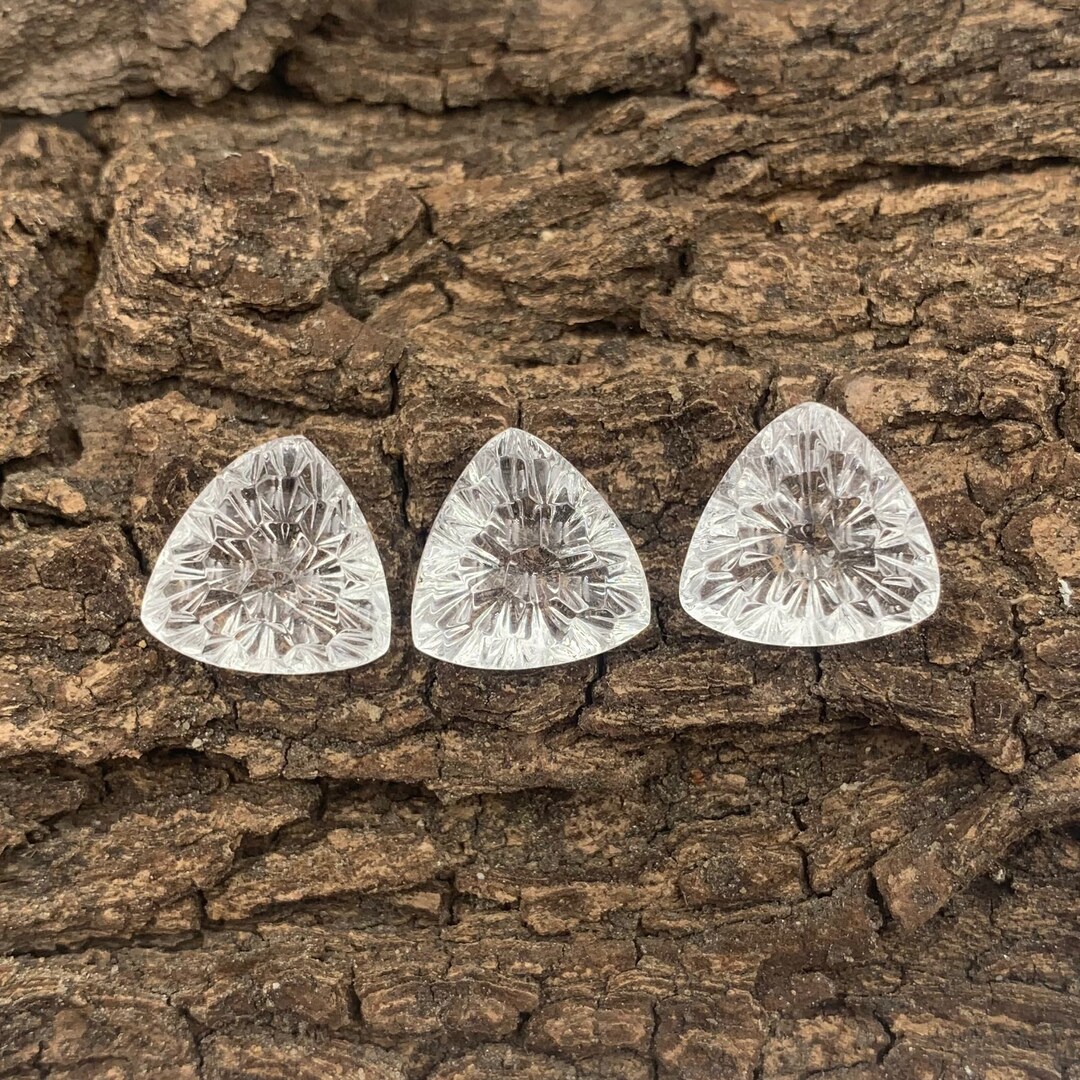 Clear Crystal Quartz Honeycomb Carving: Triangle Gemstone (14x9mm) - Etsy