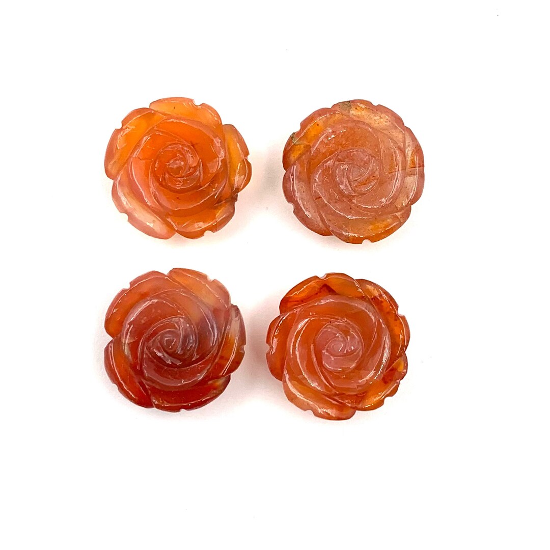 Natural Carnelian Flower Carving. Carnelian Carved Gemstone Flower ...