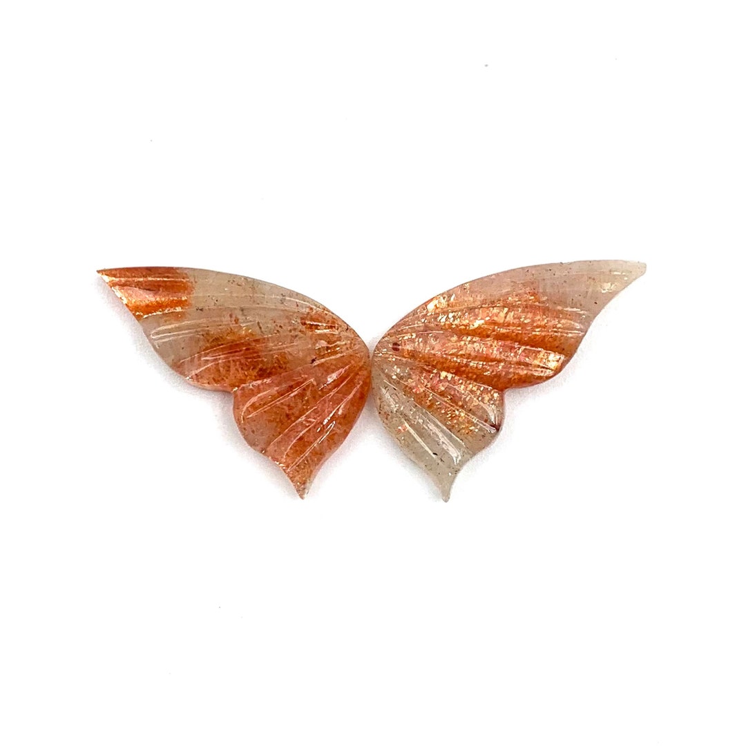 Natural Sun Stone Butterfly Wing Carving. Sun Stone Carved Gemstone ...