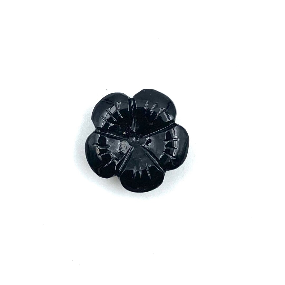 Natural Black Onyx Flower Carving. Black Onyx Carved Gemstone Flower ...