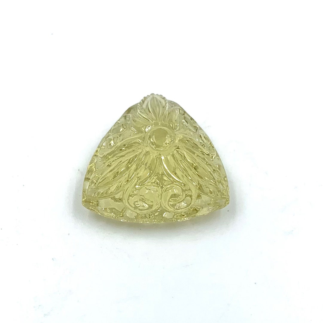 100% Natural Lemon Quartz Oval Shape Carved Gemstone,handmade Carved ...