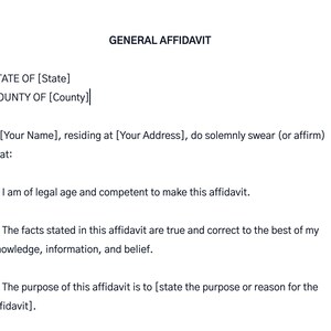 Simple Affidavit,general Affidavit Form, Editable Affidavit,general ...