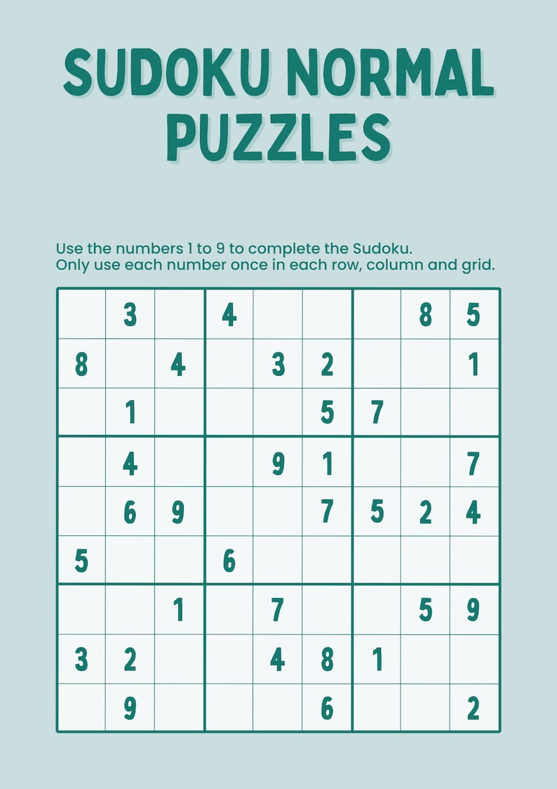 300 Normal Sudoku Puzzles 300 Puzzles NORMAL Large Print - Etsy